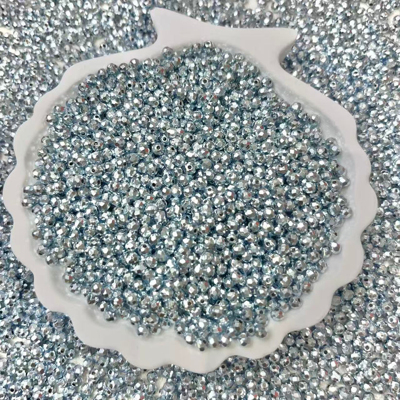 S984 青カット面ガラスビーズ、大きさ3.5mm、ストラップ用、リース用 – MARUKO